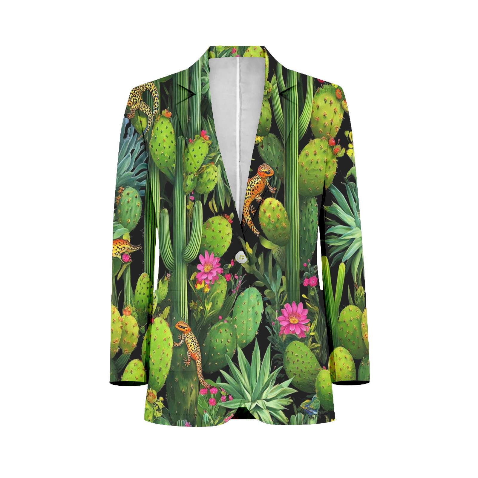 Desert Cacti Lizards Flowers Vibrant Mens Suits Shawl Collar Slim Fit ...