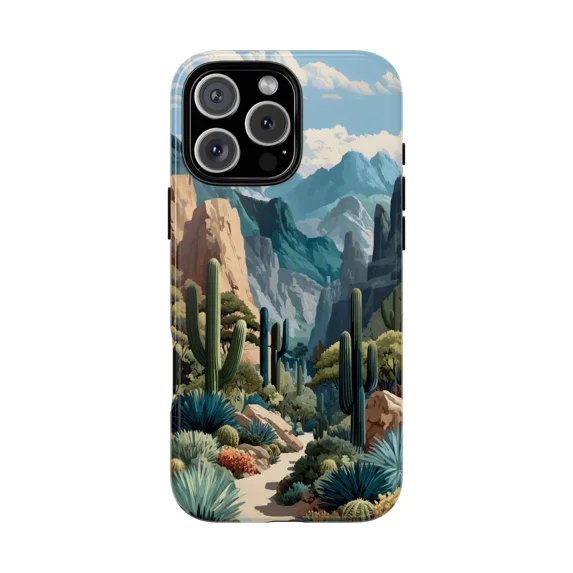 Desert Cactus Green Canyon Landscape Case for iPhone 17 11 12 13 14 15 ...