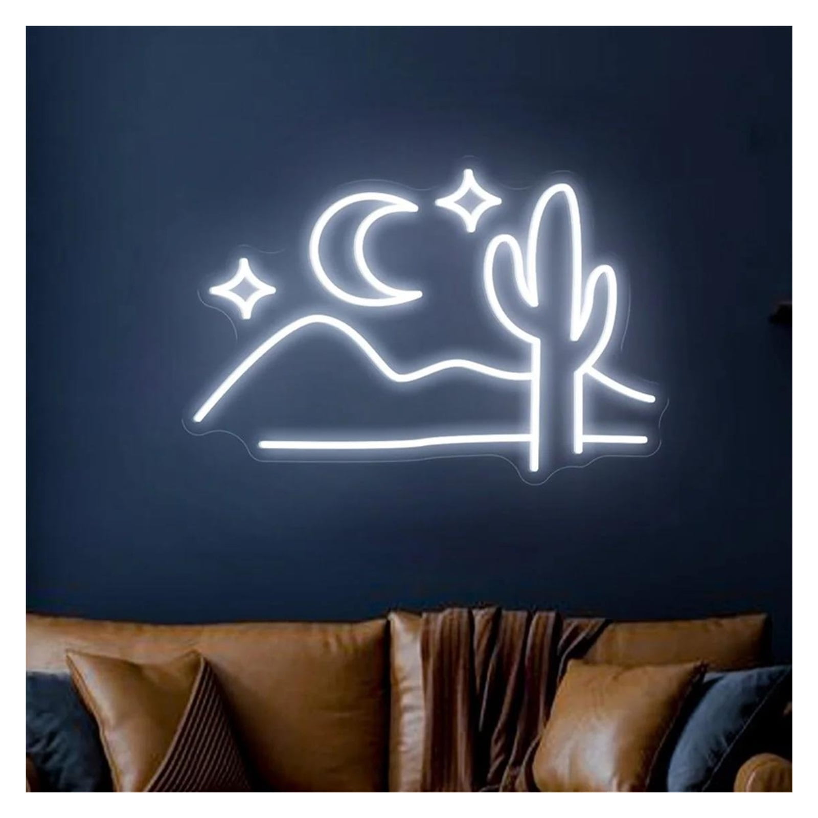 Desert Cactus Neon Sign USB Powered Adjustable Brightness Star Moon ...