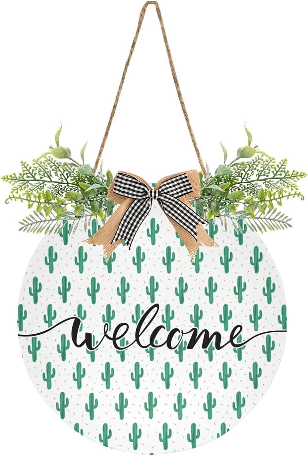 Desert Cactus Plant Welcome Sign Farmhouse Front Porch Door Hanging ...