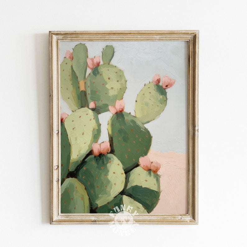 Desert Cactus Print Western Trendy Pink Girly Printable Boho Room ...