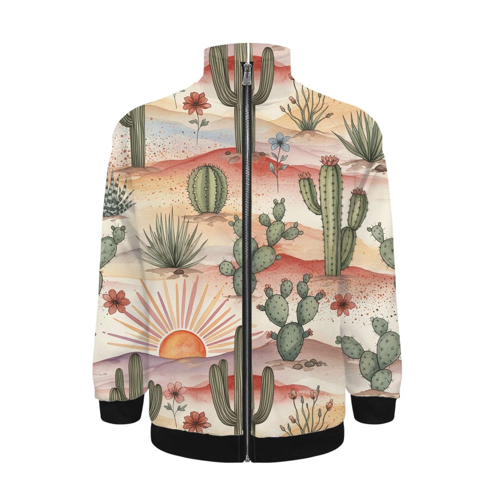 Desert Cactus Sunset Floral Jacket Men's Street Cool Long Sleeves Coat ...