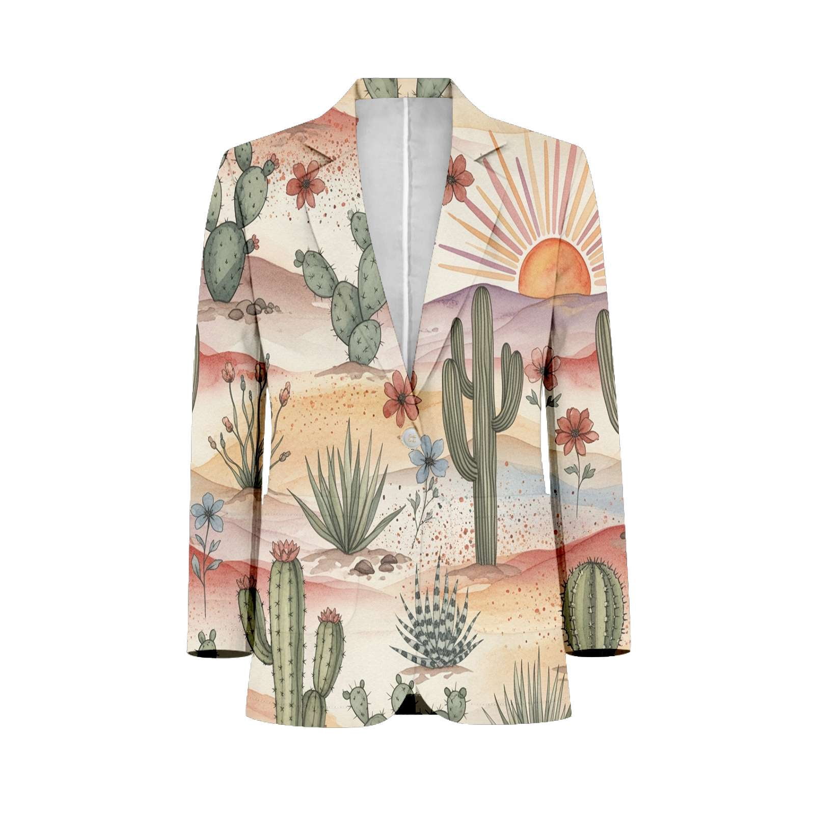 Desert Cactus Sunset Floral Mens Suits Shawl Collar Slim Fit Suit Mens ...