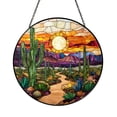 Desert Cactus Sunset Stained Glass Suncatcher Window Hanging, Landscape ...