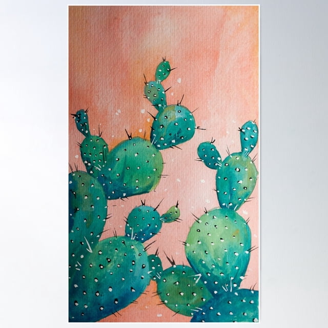Desert Cactus Watercolor Painting Poster Wall Art, Modern Wall Decor ...