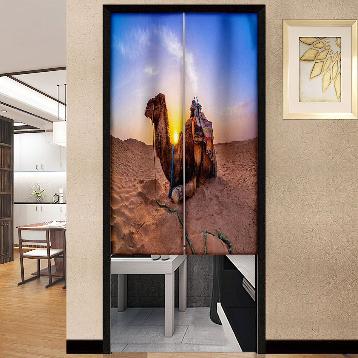 Desert Camel Clouds Print Door Curtain Doorway Entrance Noren Curtains ...