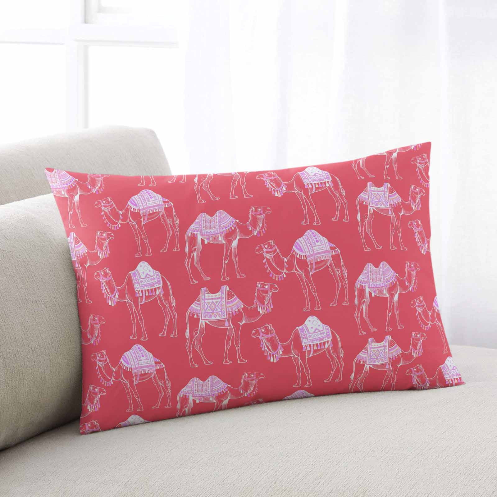 Desert Camel Throw Pillow Covers, Summer Sand Camel Animal Vintage Pink ...