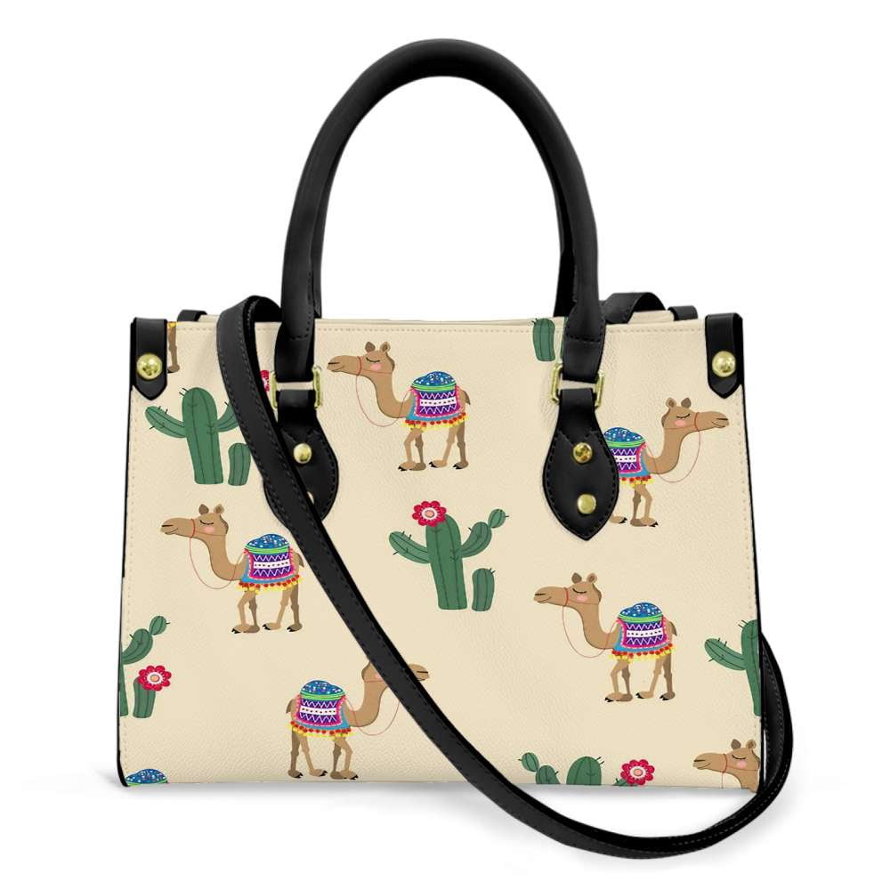 Desert Camels Cacti Pattern Shoulder Bag Pu Leather Handbags Women High ...