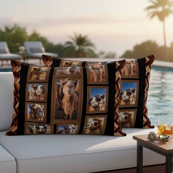 Desert Camels Outdoor Pillow Covers 20x12 Inch Lumbar Pillow Covers Set ...
