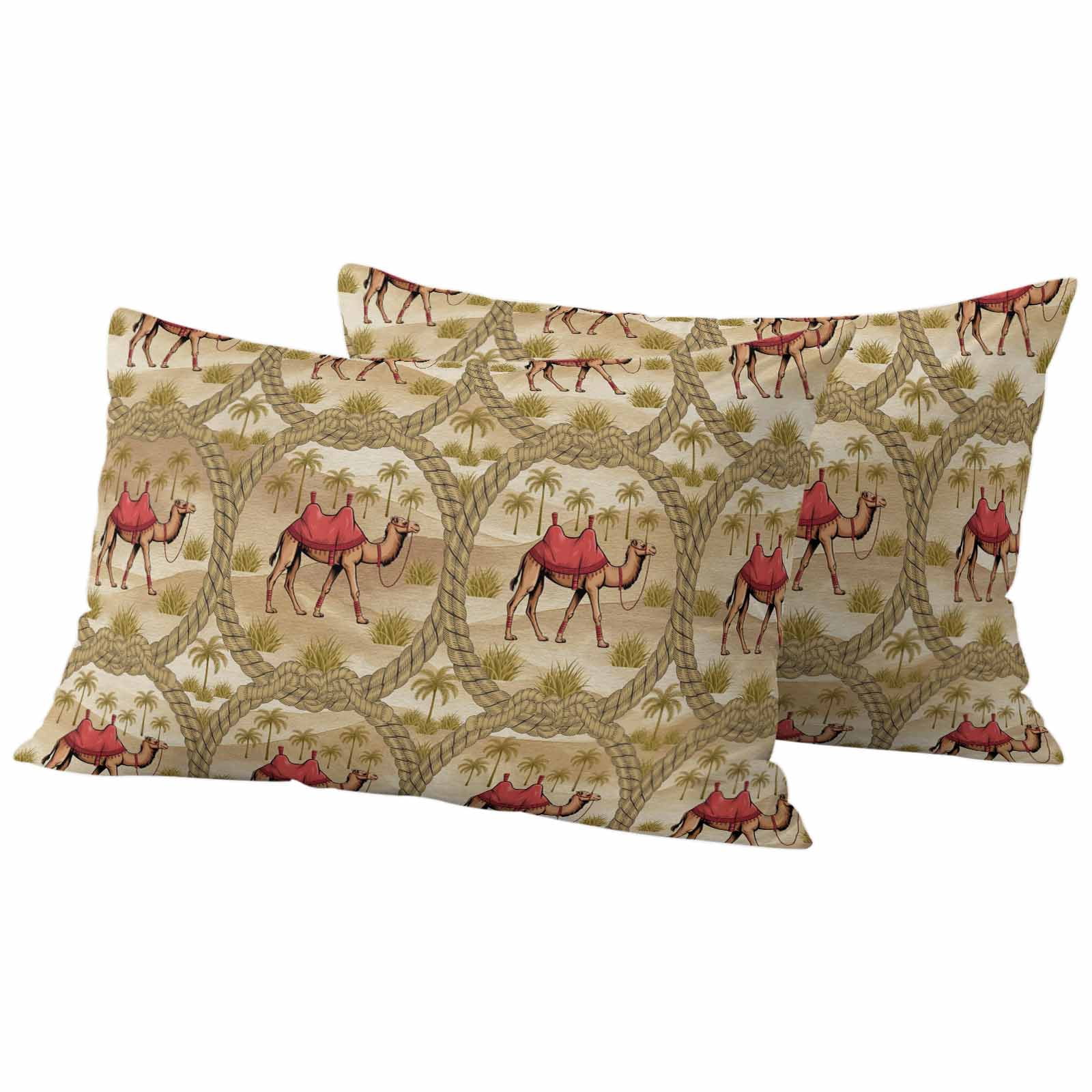 Desert Camels Outdoor Waterproof Pillow Covers, Tropical Palm Trees ...