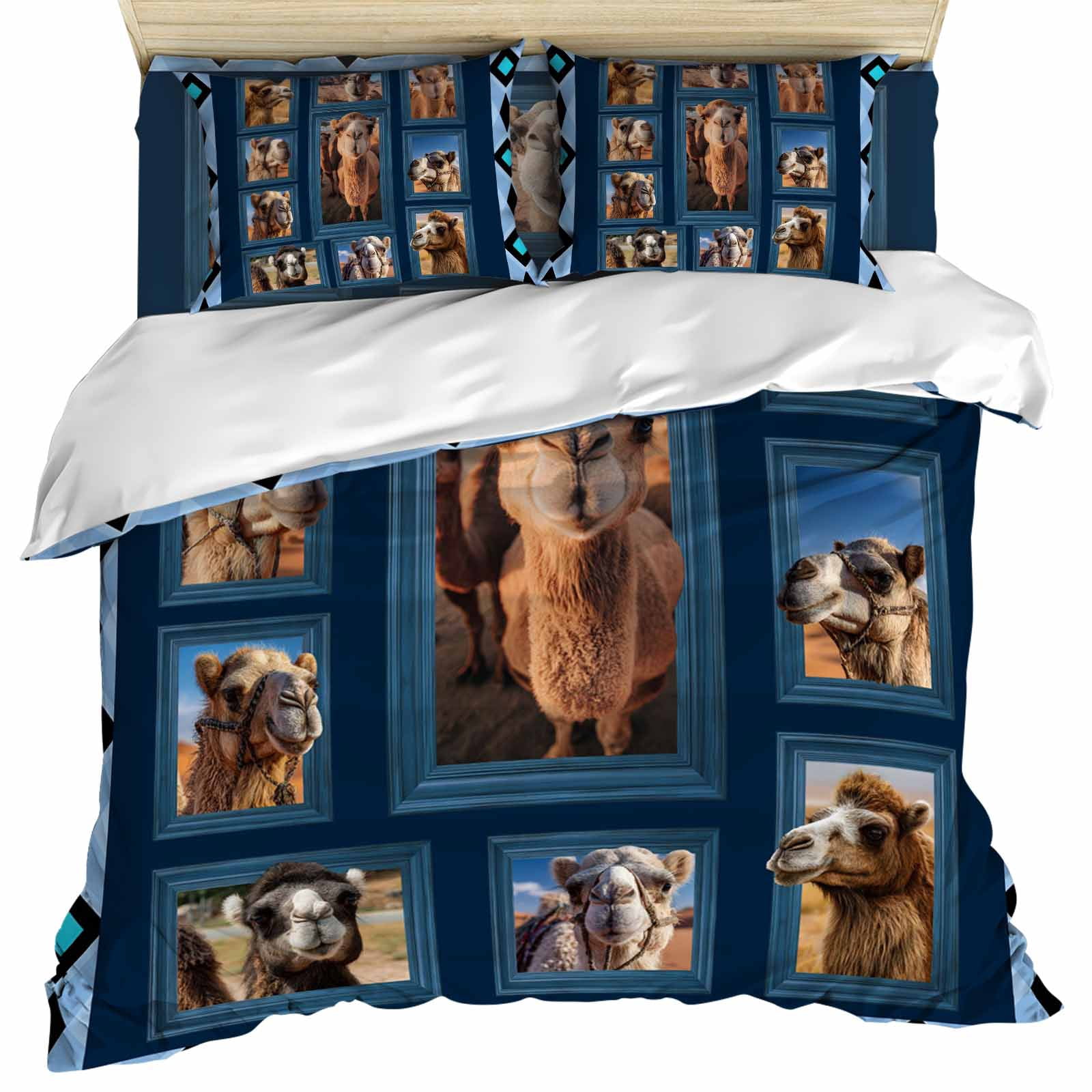 Desert Camels Set of 4 Bedding Quilt Covers, Wildlife Brown Animals ...