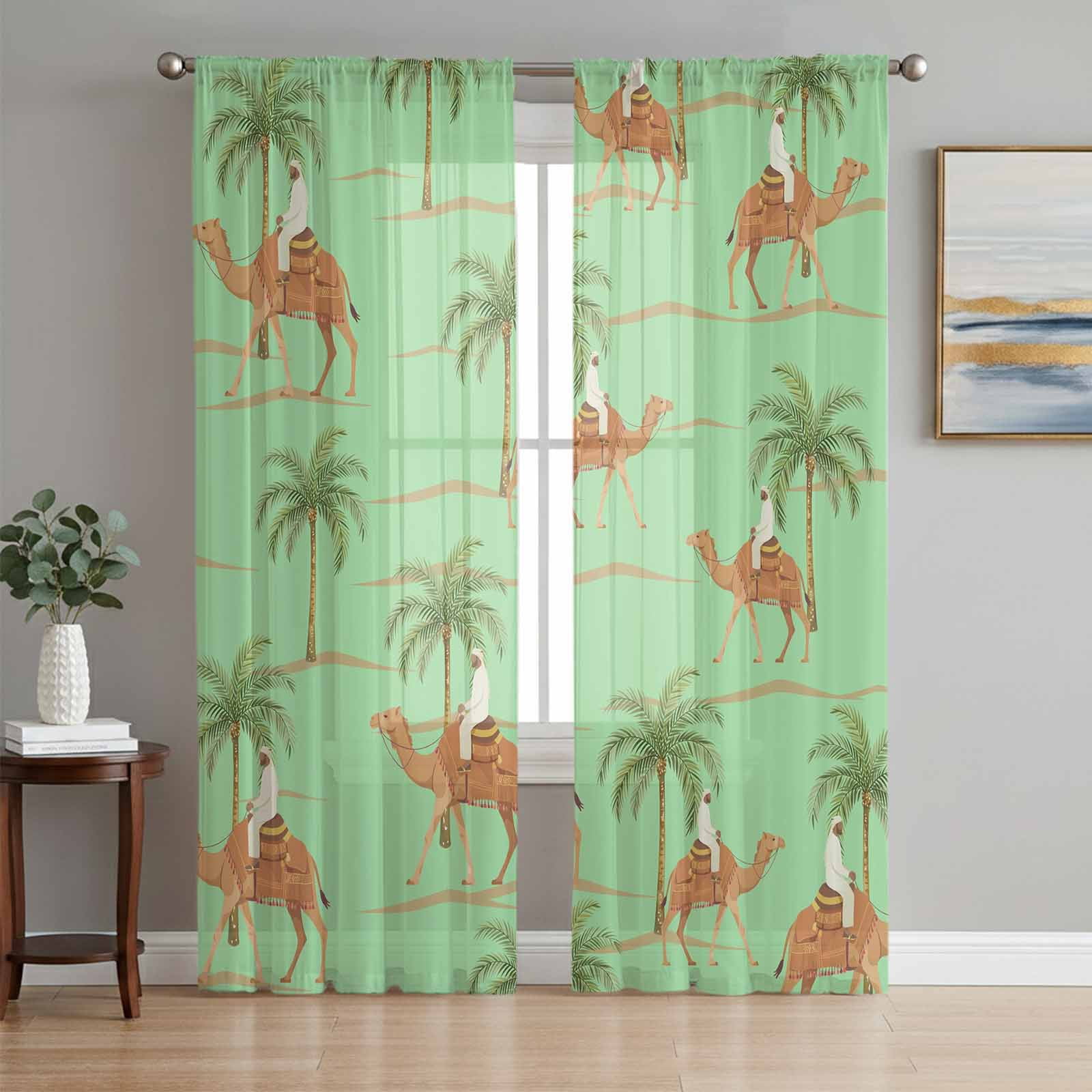 Desert Camels Sheer Curtains 72 Inch Length 2 Panels Set for Living ...