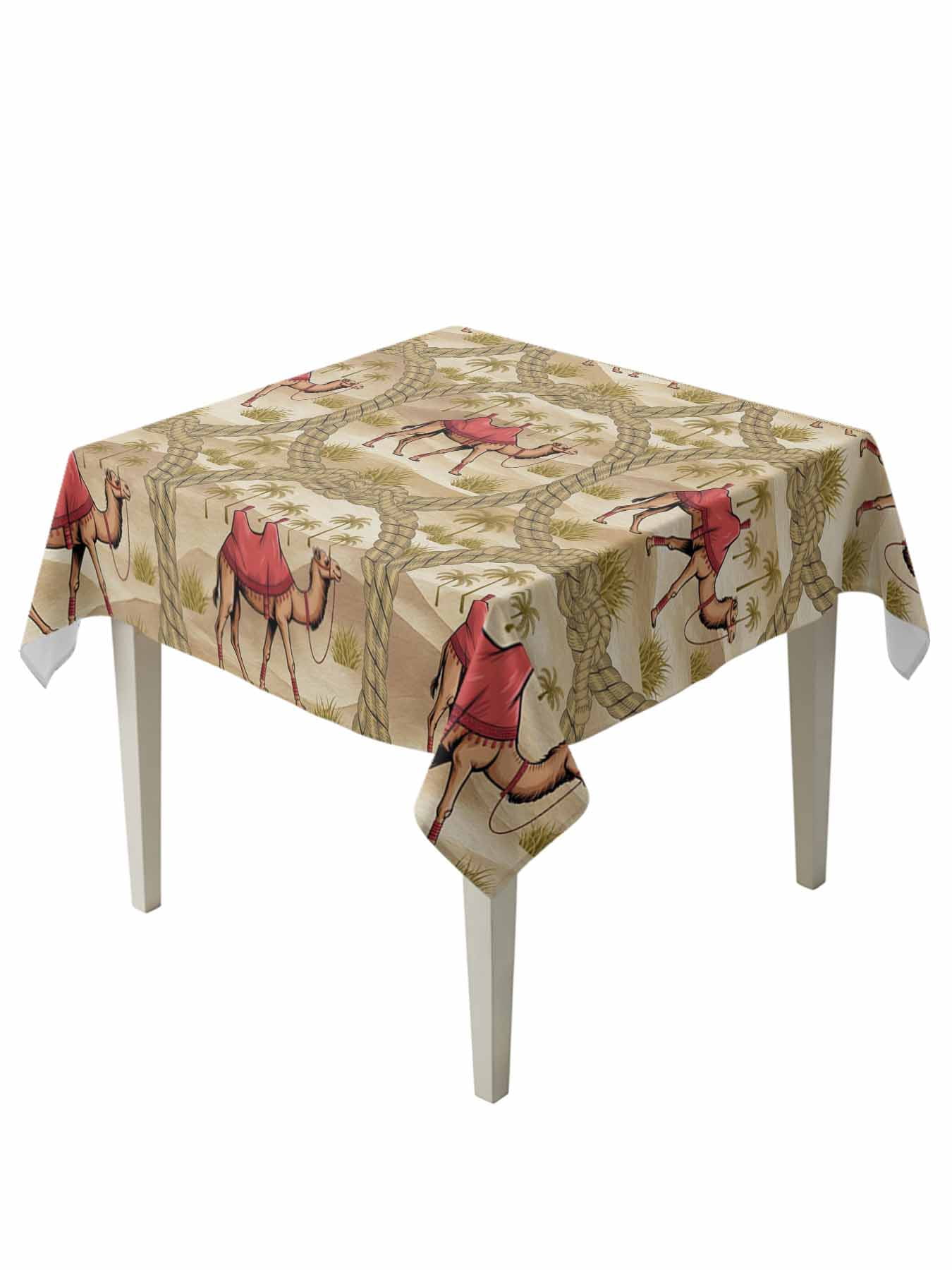 Desert Camels Suqare Tablecloth - 60 x 60 Inch, Tropical Palm Trees ...