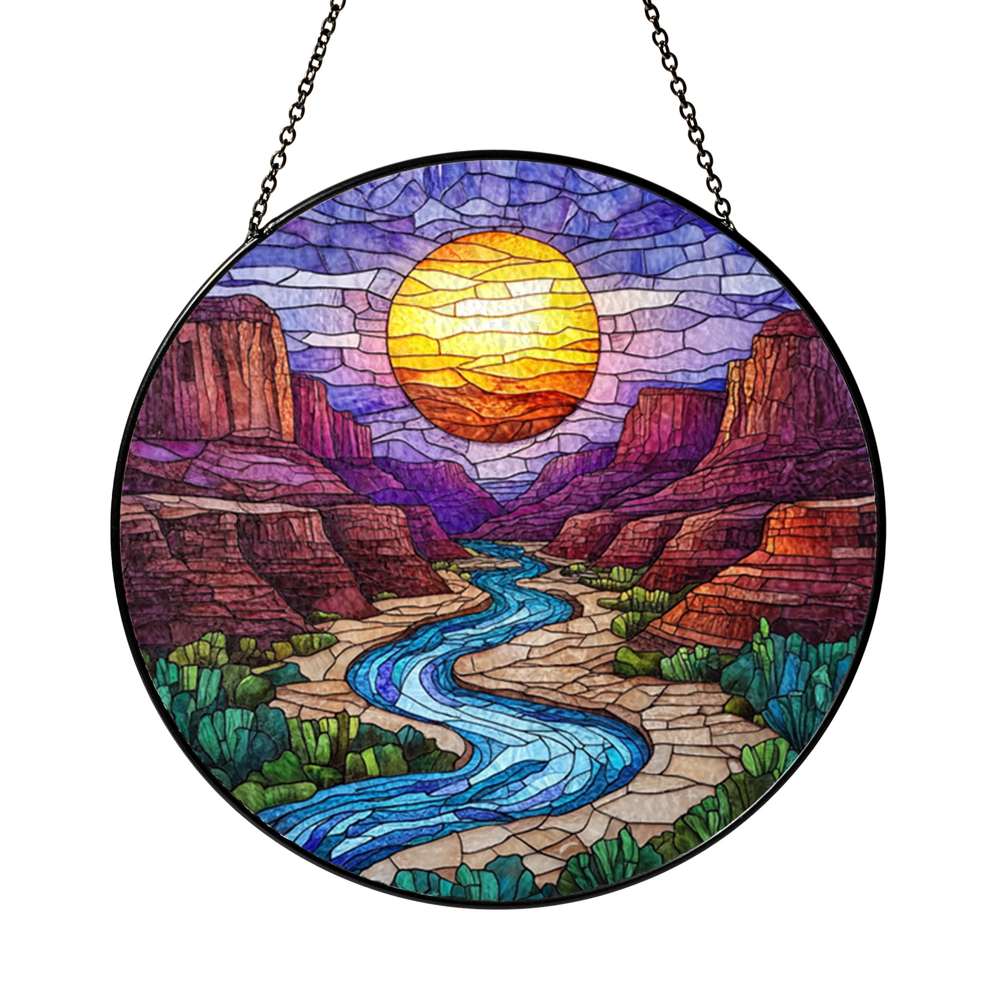 Desert Canyon Scene Stained Glass Window Suncatcher – Nature Decor ...