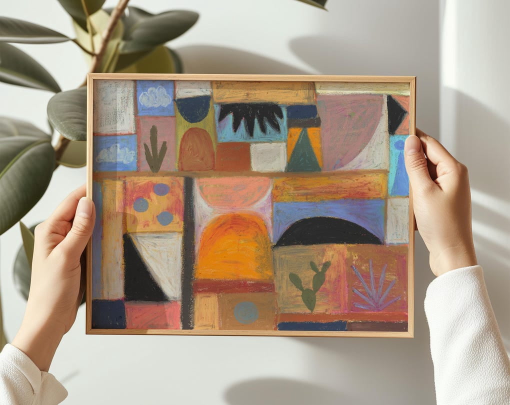 Desert Collage Vintage Art Poster Midcentury Modern Home Large Western ...