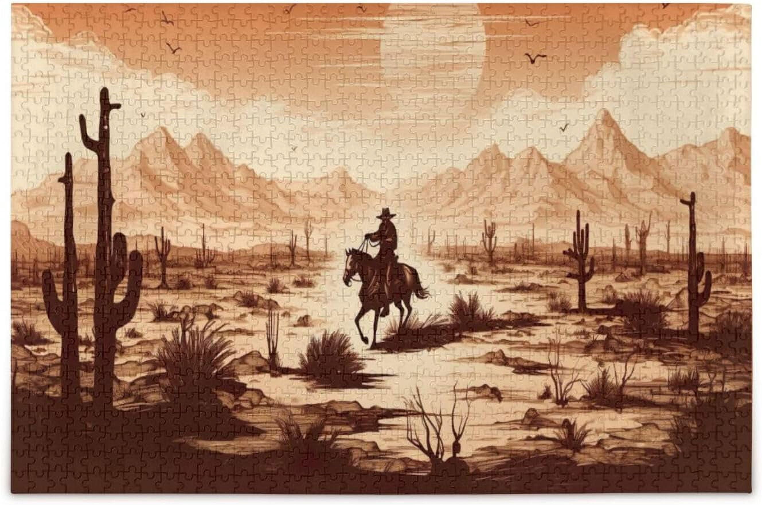 Desert Cowboy Jigsaw Puzzle 500 PiecesDie-Cut Puzzle Pieces Are Easy To ...