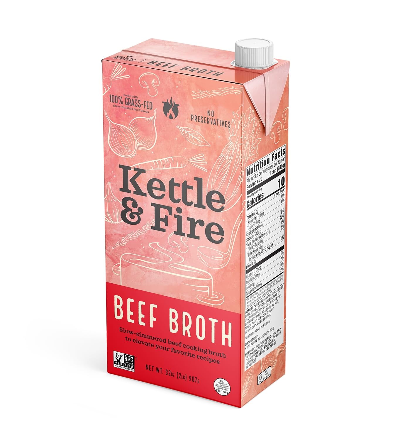 Kettle & Fire Beef Broth Cooking 32 oz (Pack Of 8) - Walmart.com