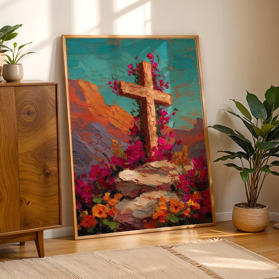 Desert Cross Mexican Catholic Easter Colorful Christian Resurrection ...