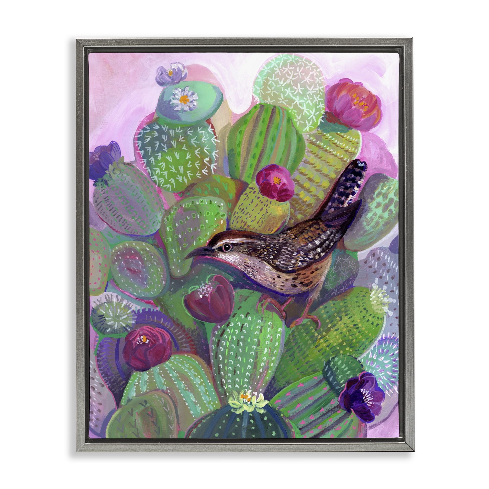 Desert Day Dream Bird Gray Framed Floater Canvas Wall Art, design by ...