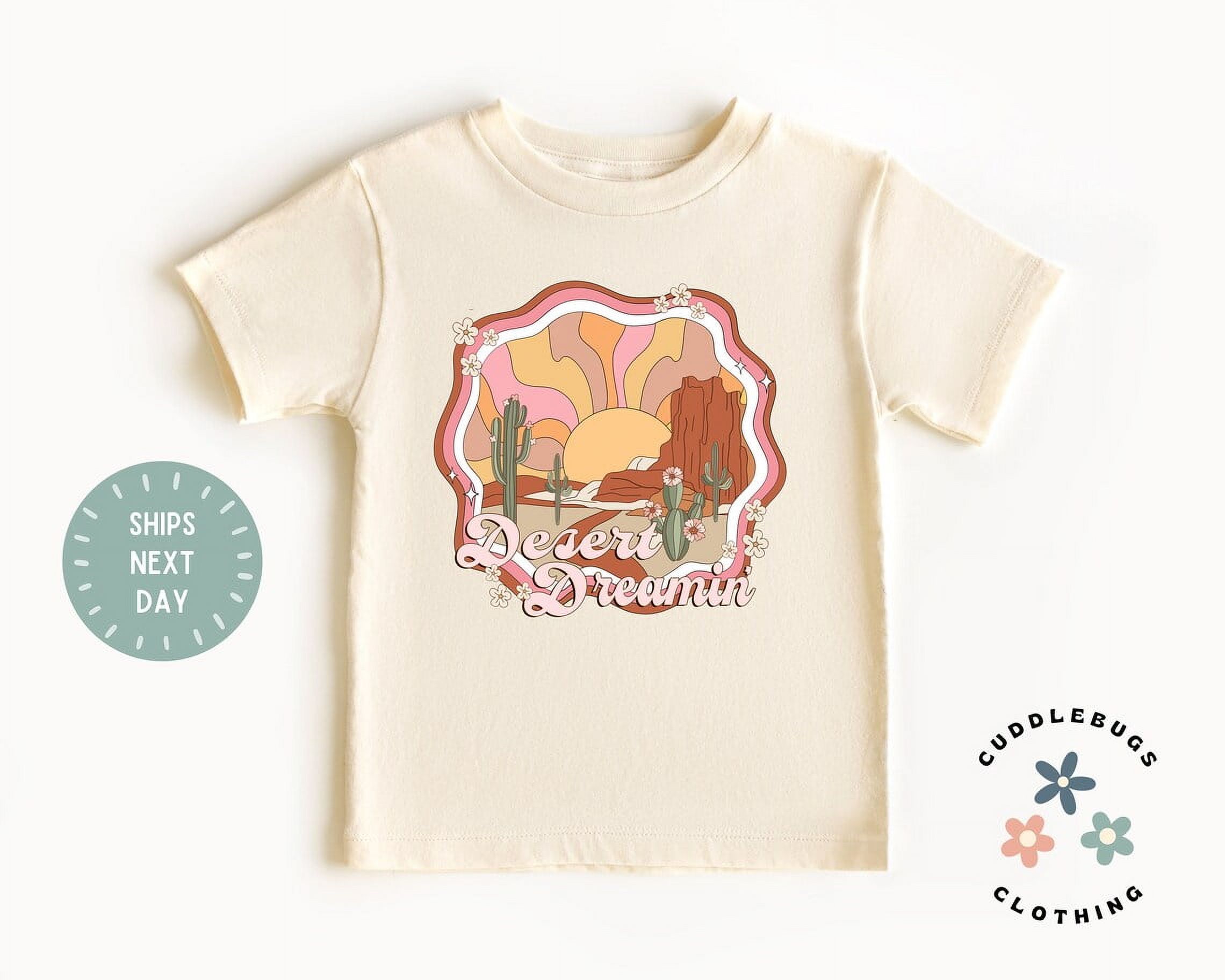 Desert Dreamin Kids Tee - Retro Boho Desert Sunset Cactus Toddler Shirt ...