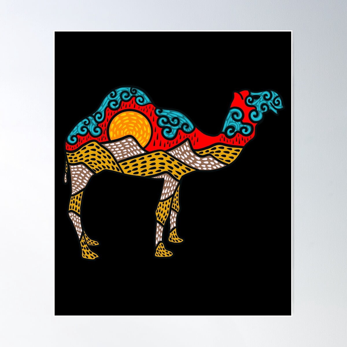 Desert Dune Camel: Colorful Animal Safari Poster Wall Art, Modern Wall ...