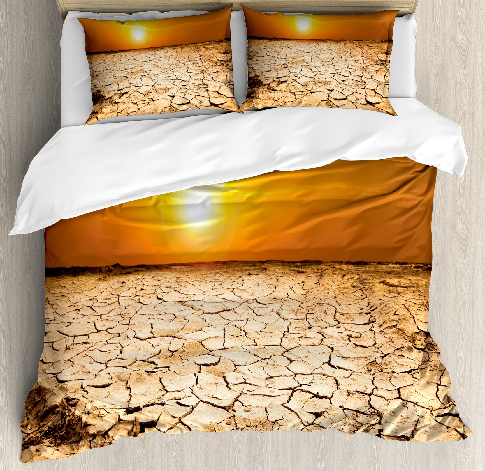 Desert Duvet Cover Set, Drought Land and Hot Weather Climate Theme Sun ...