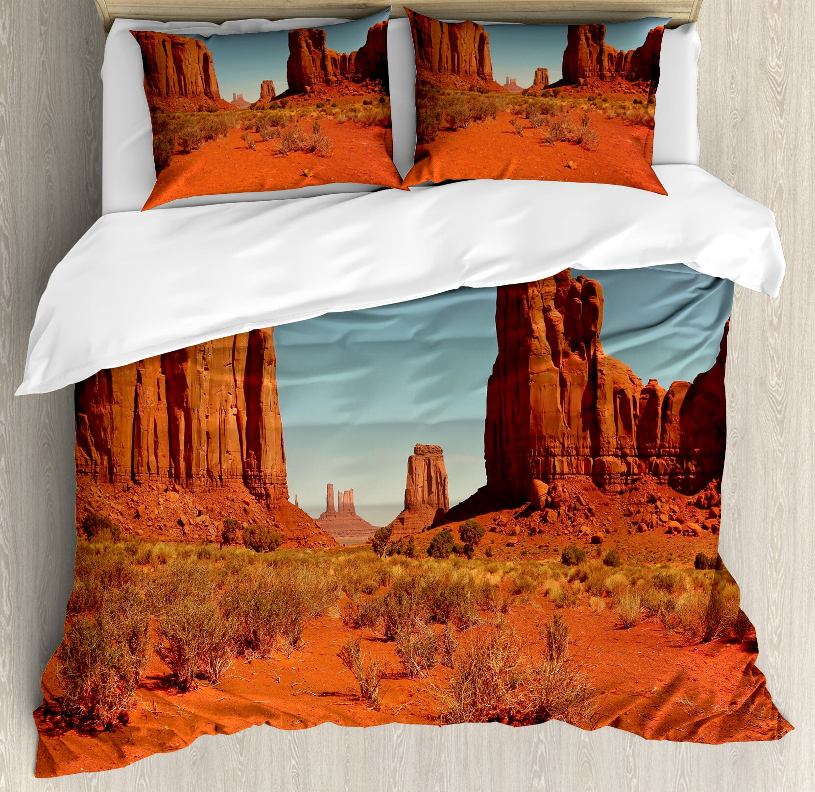 Desert Duvet Cover Set, Sunny Hot Day Monument Valley Arid Country ...