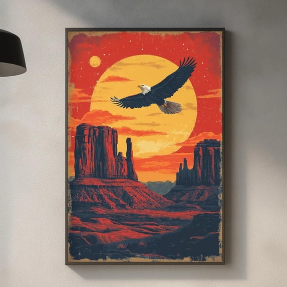 Desert Eagle Retro Southwestern SunPoster Vintage Western Canyon ...