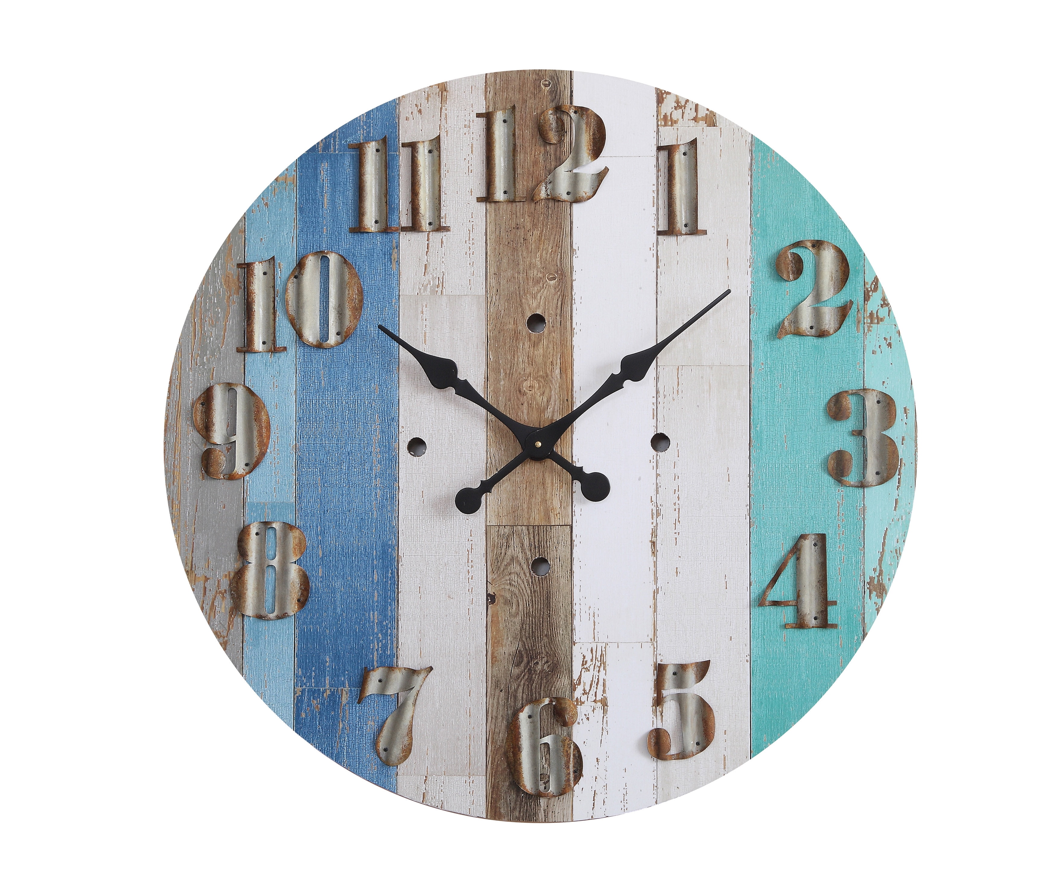 Desert Fields Multicolor Wood Wall Clock with Corrugated Metal Numbers ...