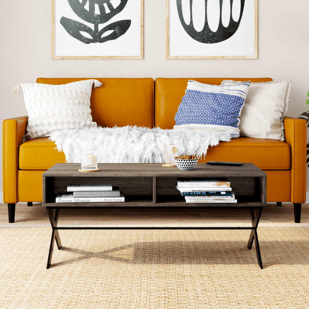 Desert Fields Roanoke Modern X-Leg Coffee Table, Grey Wash - Walmart.com