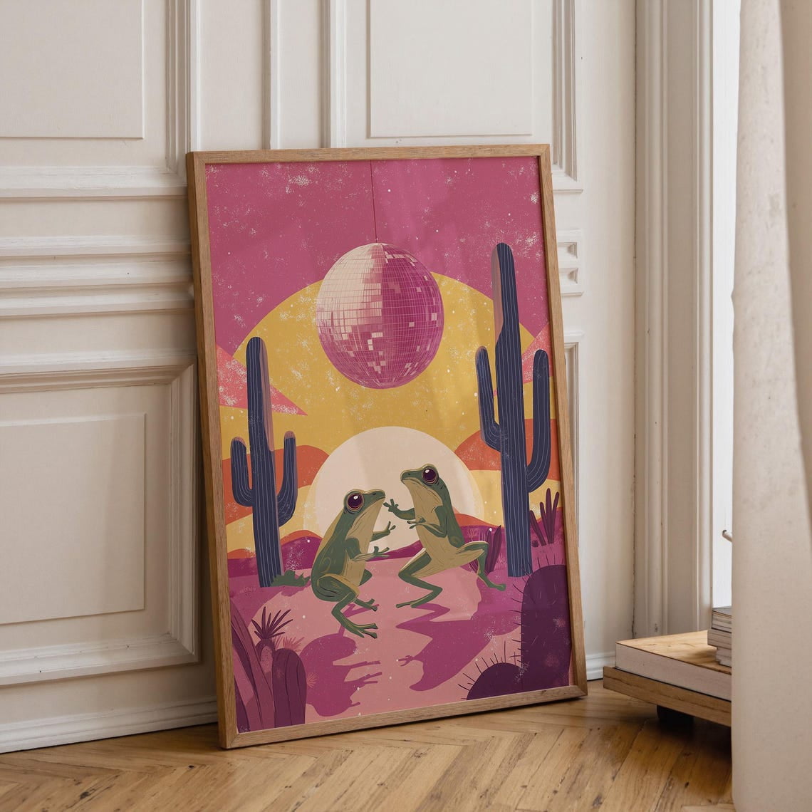 Desert Frog Wall Art Southwest Disco Retro Sunset Boho Decor Pink ...