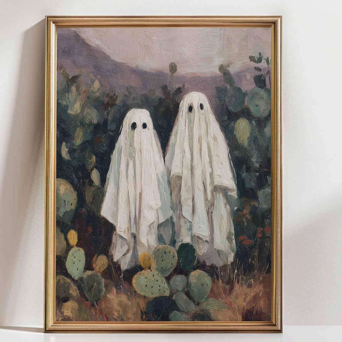 Desert Ghosts – Spooky Couple In Cactus Landscape, Southwestern Art Print, Cactus Art, Ghost ...