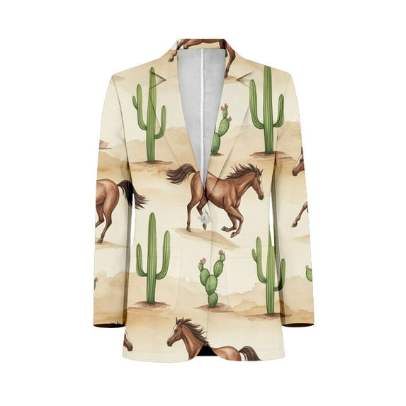 Desert Horses Cacti Print Customized Men's Suits full man Shawl Collar ...