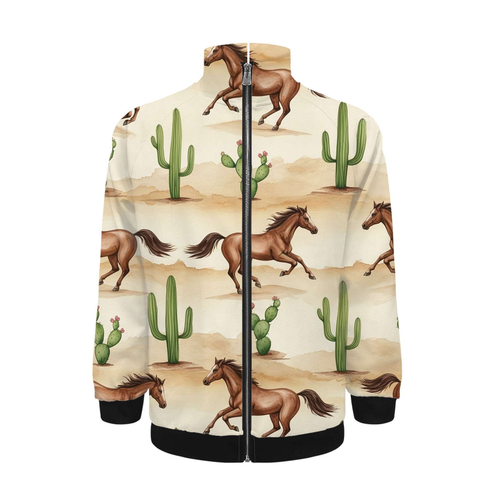 Desert Horses Cacti Print Jacket Men's Street Cool Long Sleeves Coat ...