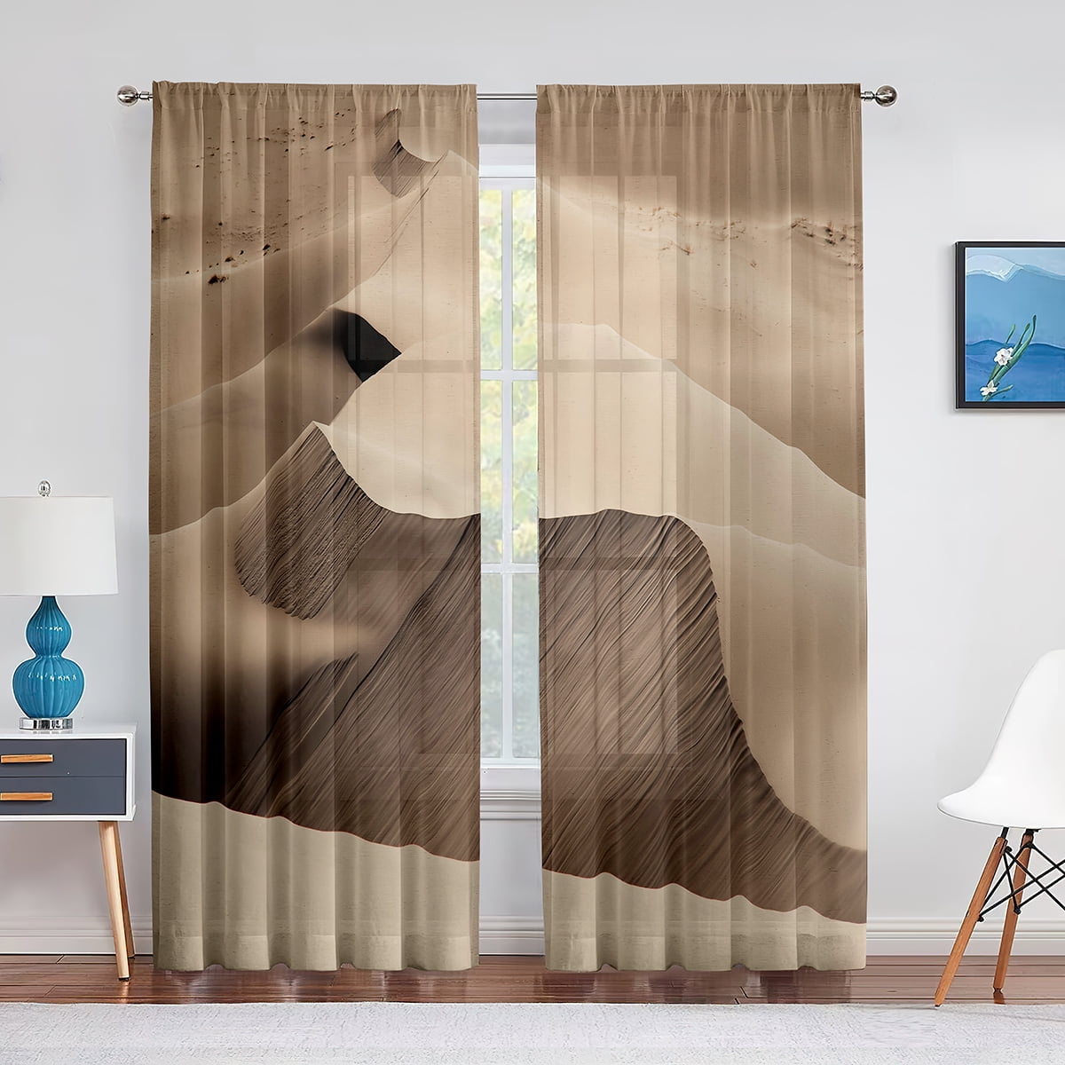 Desert Landscape Dramatic Sky Tulle Curtains for Living Room r Sheer ...