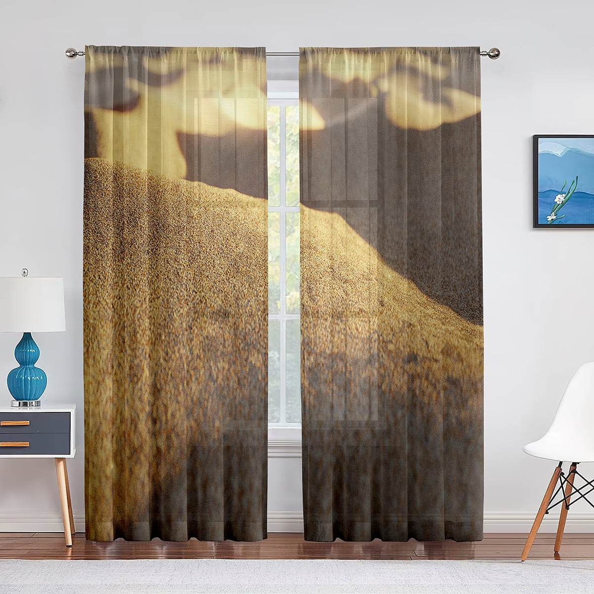 Desert Landscape Dramatic Sky Tulle Curtains for Living Room r Sheer ...
