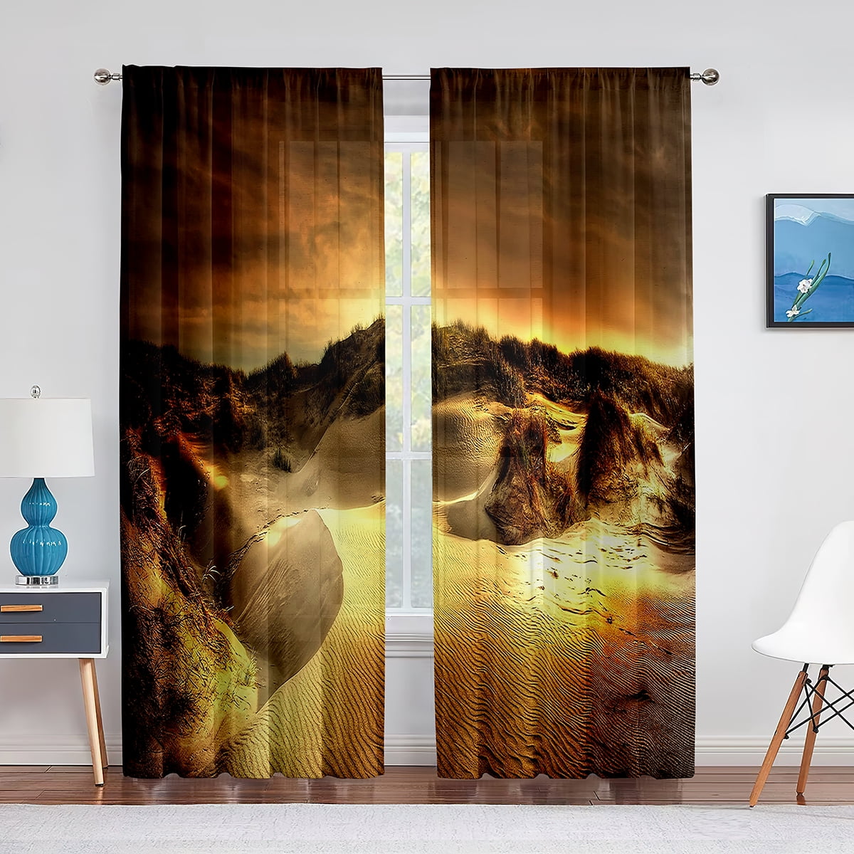 Desert Landscape Dramatic Sky Tulle Curtains for Living Room r Sheer ...