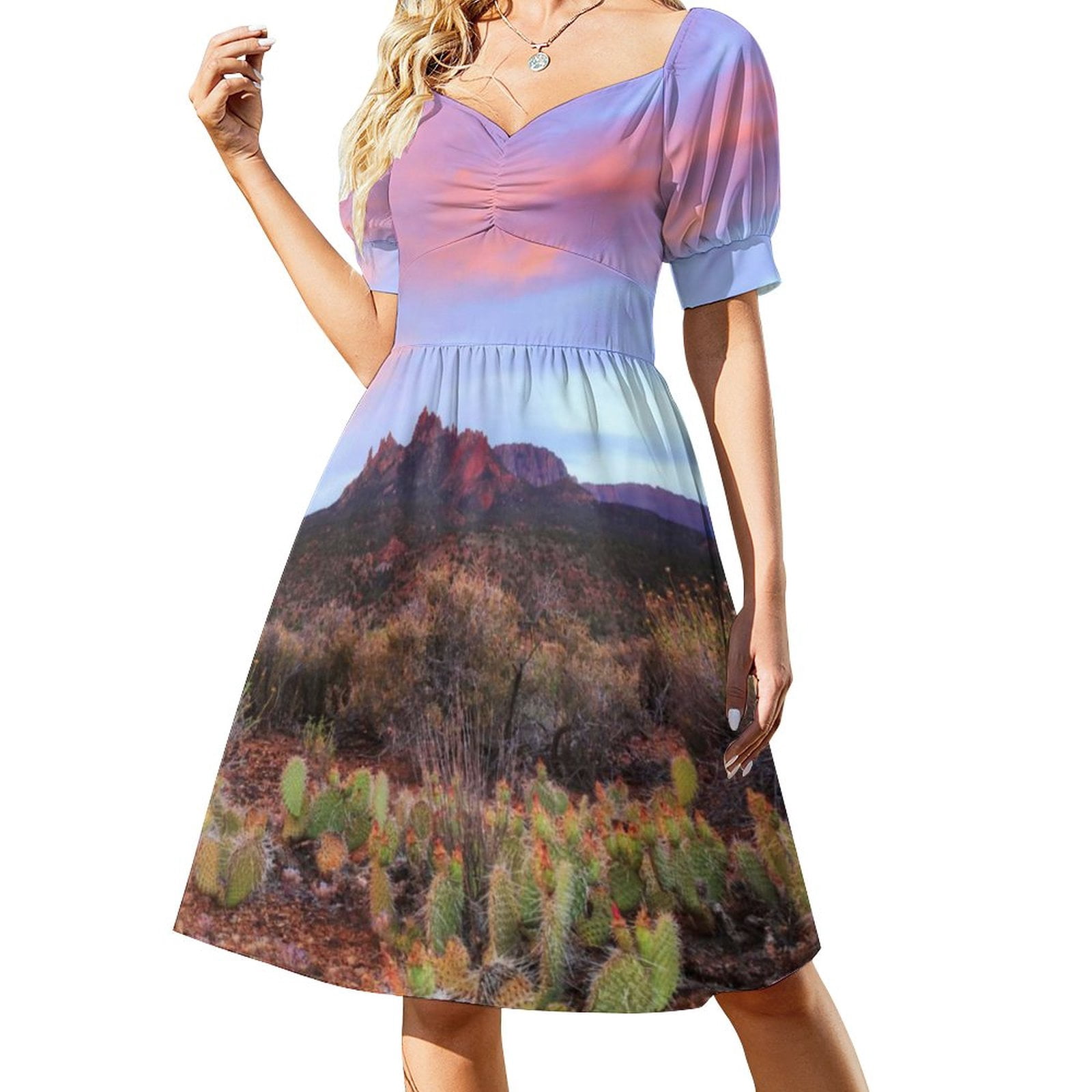 Desert Landscape Dress Dark Clouds and Cactus Cute Dresses Spring ...