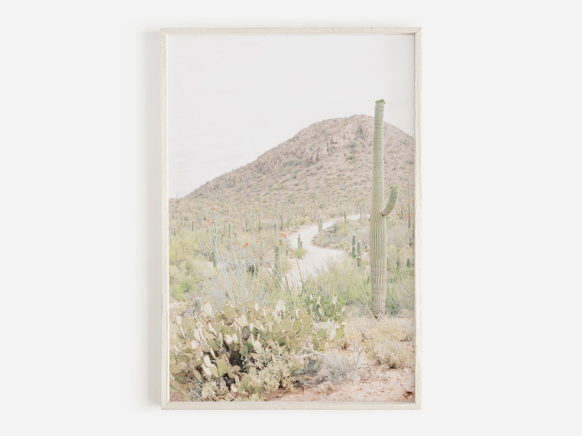 Desert Landscape Print, Boho Wall Art, Cactus Printable Art Decor ...