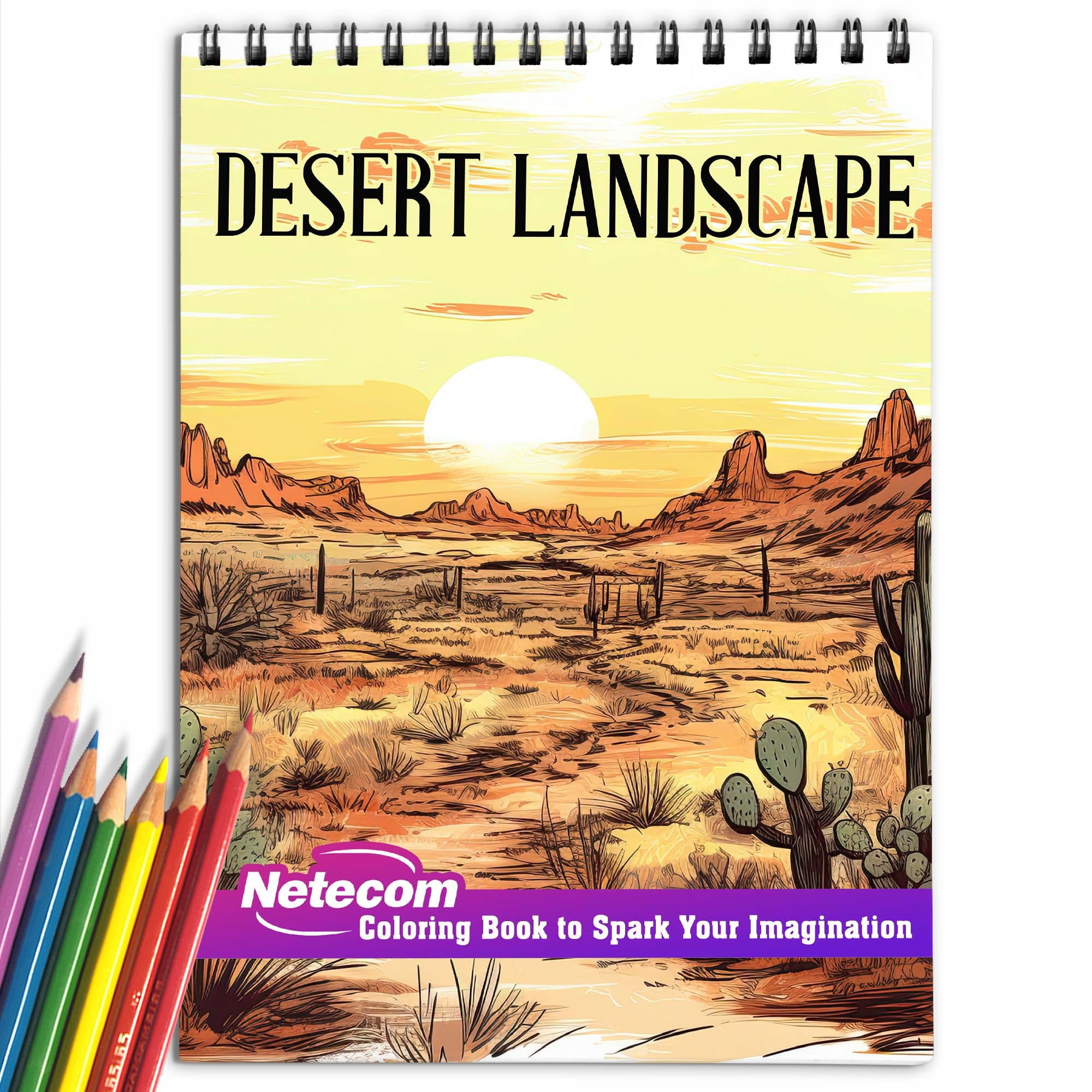 Desert Landscape Spiral Bound Coloring Book, Explore 30 Intriguing ...