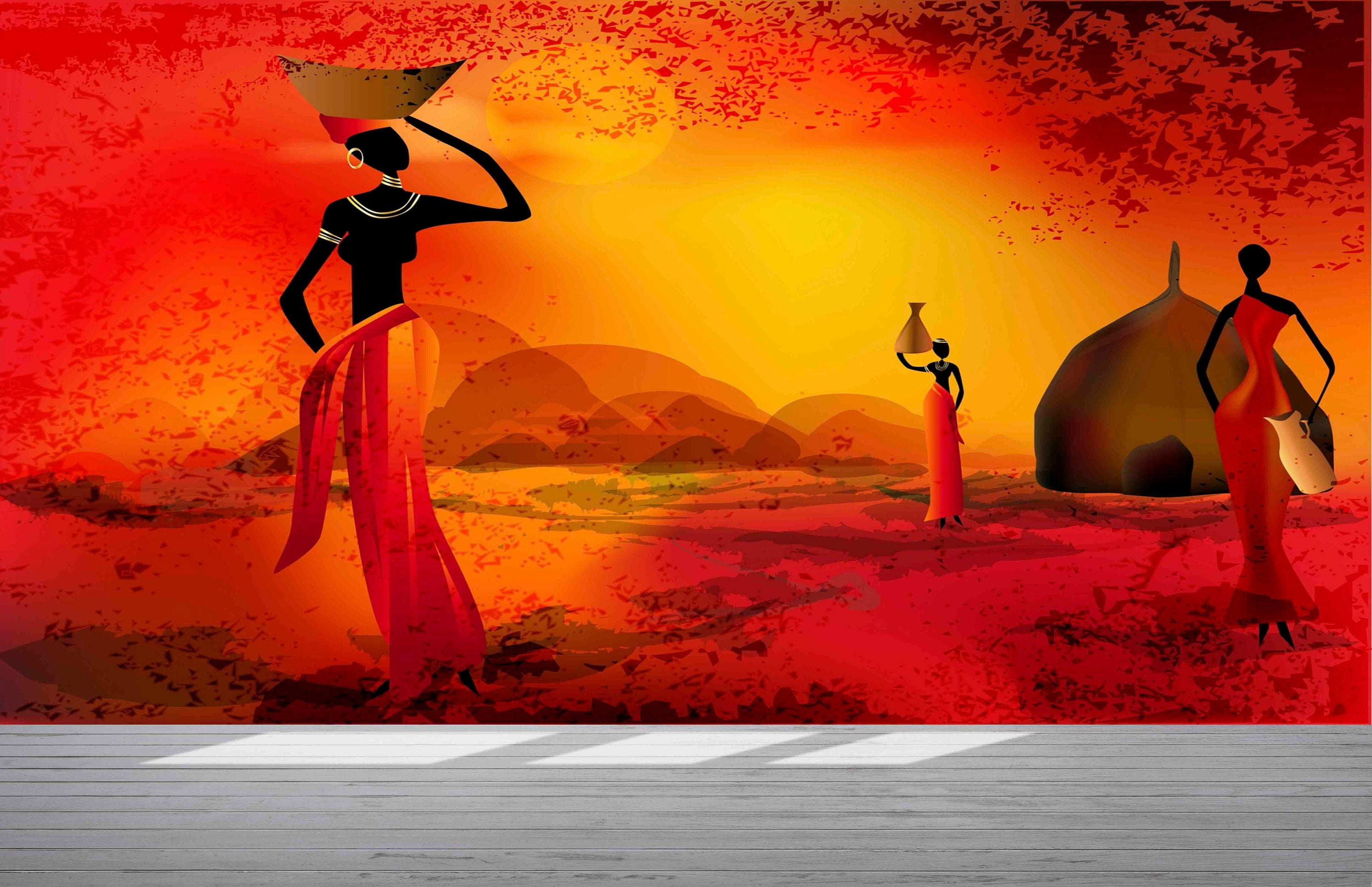 Desert Landscape Wall Decor, Paper Wall Art Custom Wallpaper, African ...