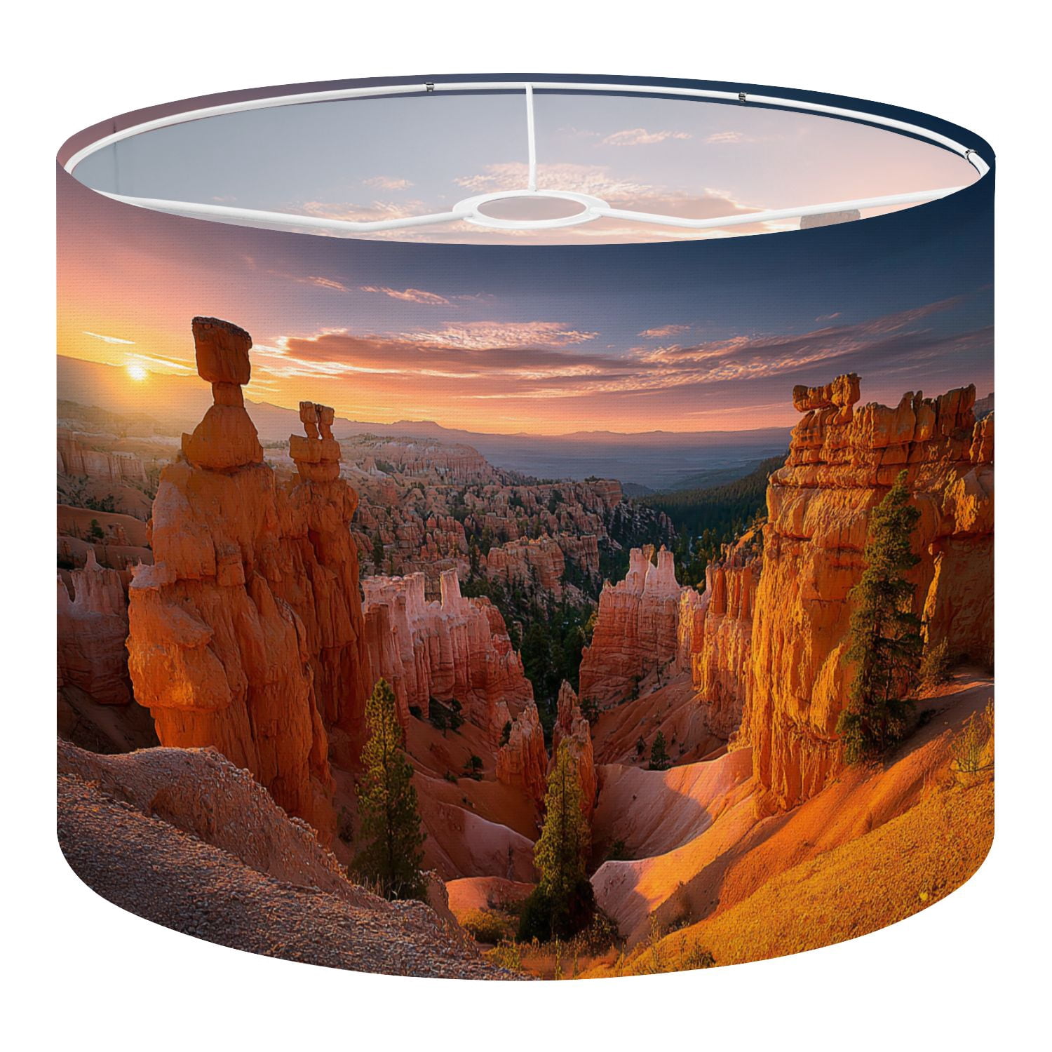 Desert Linen Drum Lampshades Sunrise desert rock mountain landscape 13 ...
