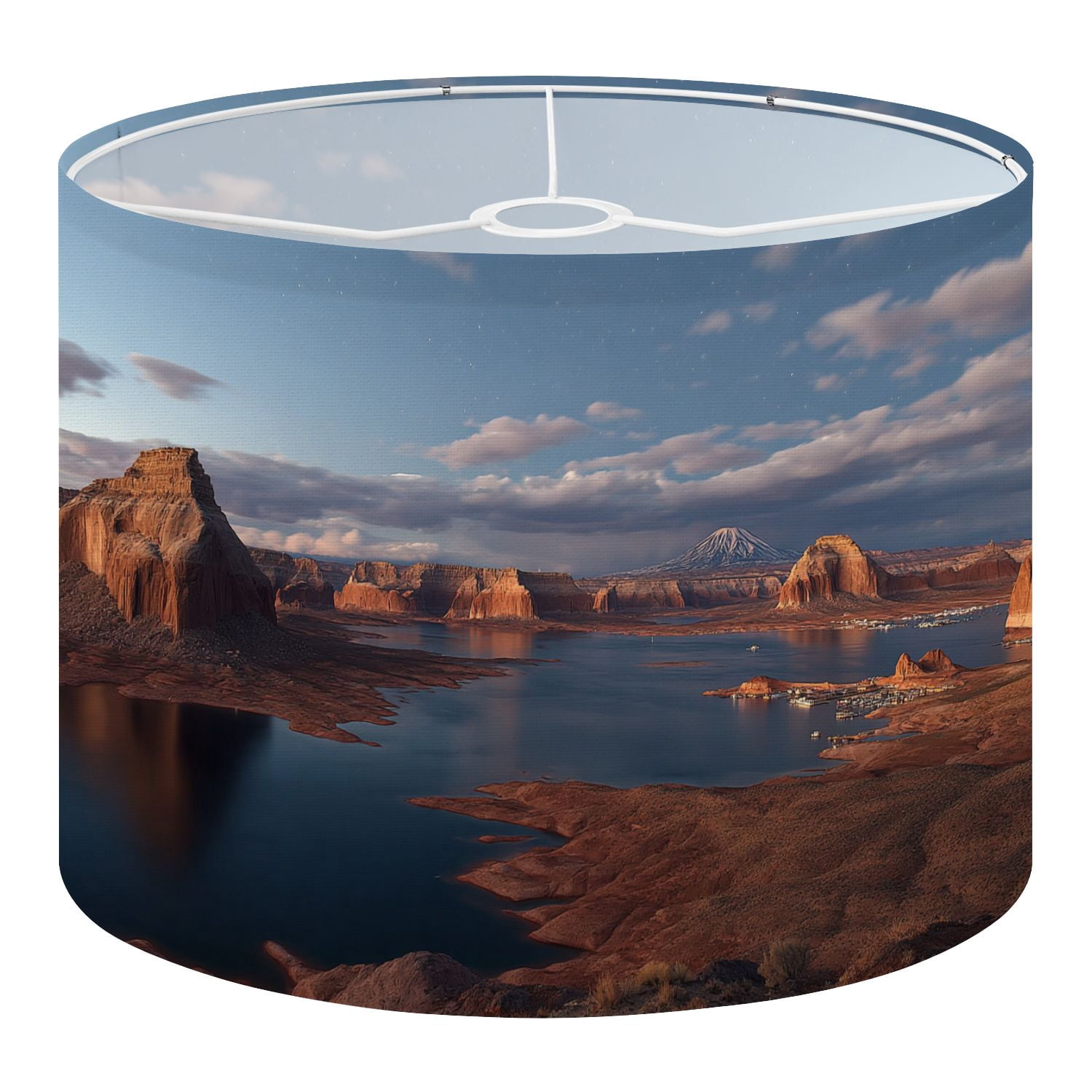 Desert Linen Drum Lampshades Sunset lake Powell 13"x13"x10" Light Shade ...