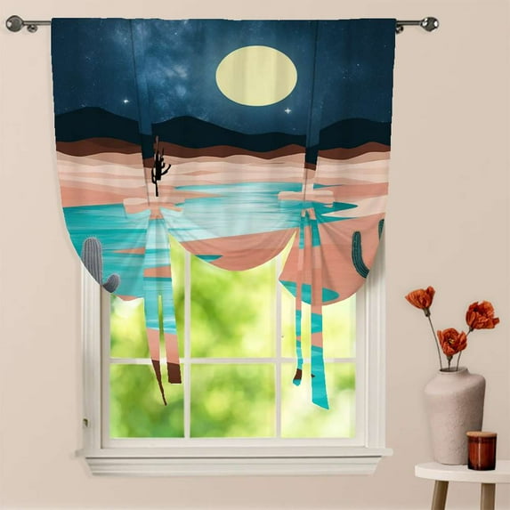 Desert Moon Night Window Curtain for Living Room Roman Curtain Kitchen ...