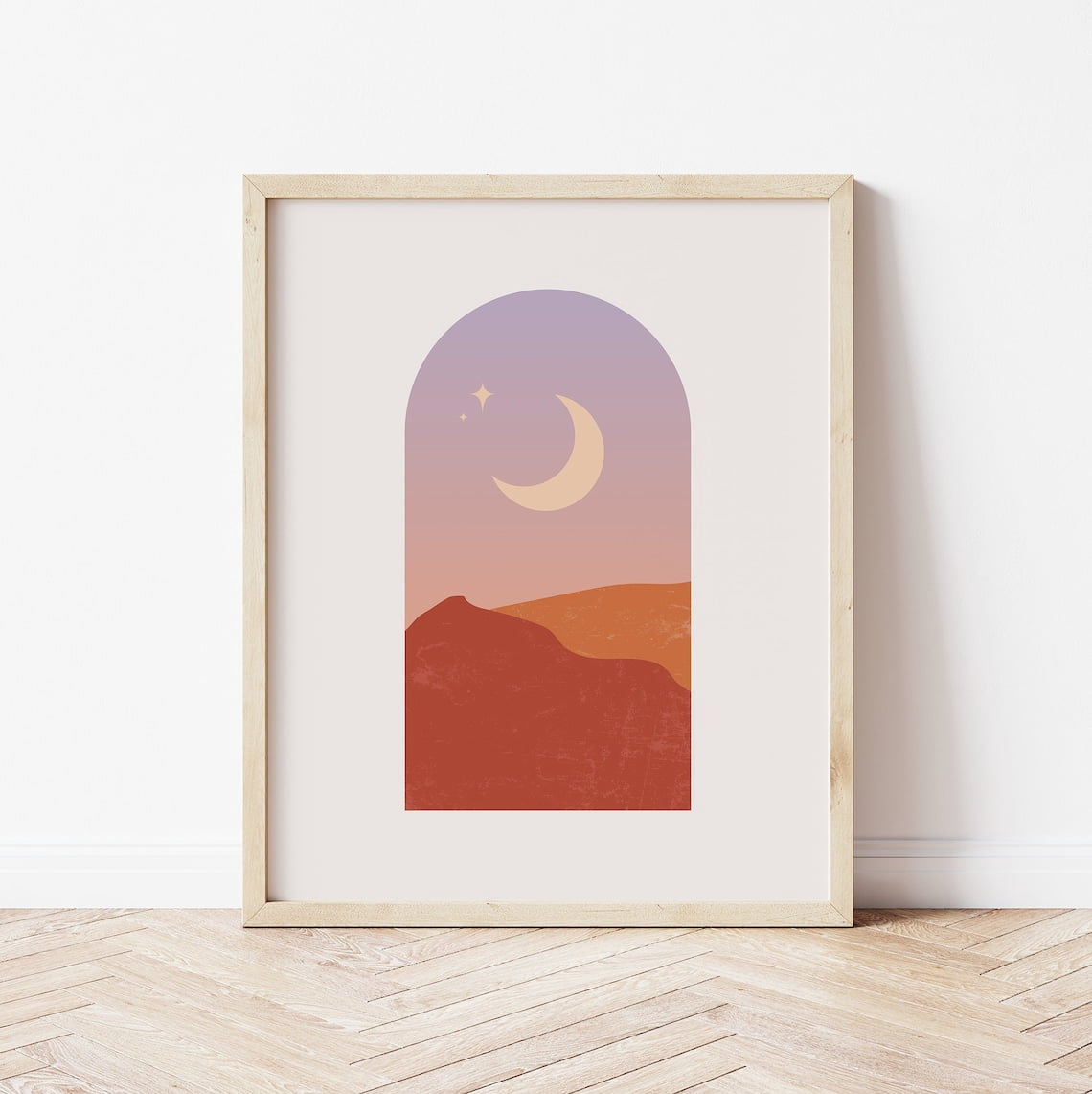 Desert Moon Poster Modern Abstract Art Boho Wall Poster, Unframed Size ...