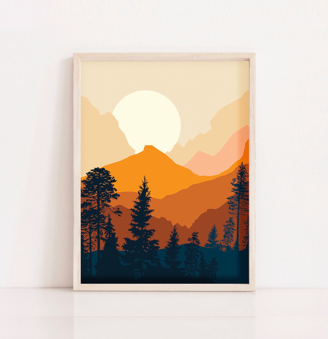 Desert Mountainscape Print, Mid,Century Modern Minimalist Art 1770 ...