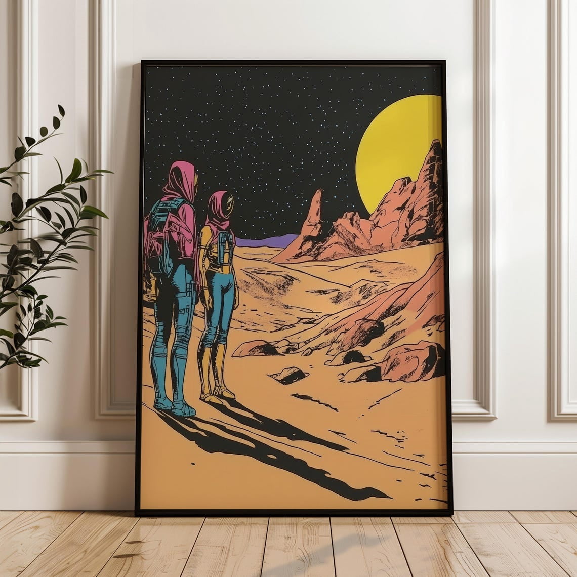 Desert Night Poster, Indie Sci-Fi Comic Book Style Wall Art Print ...