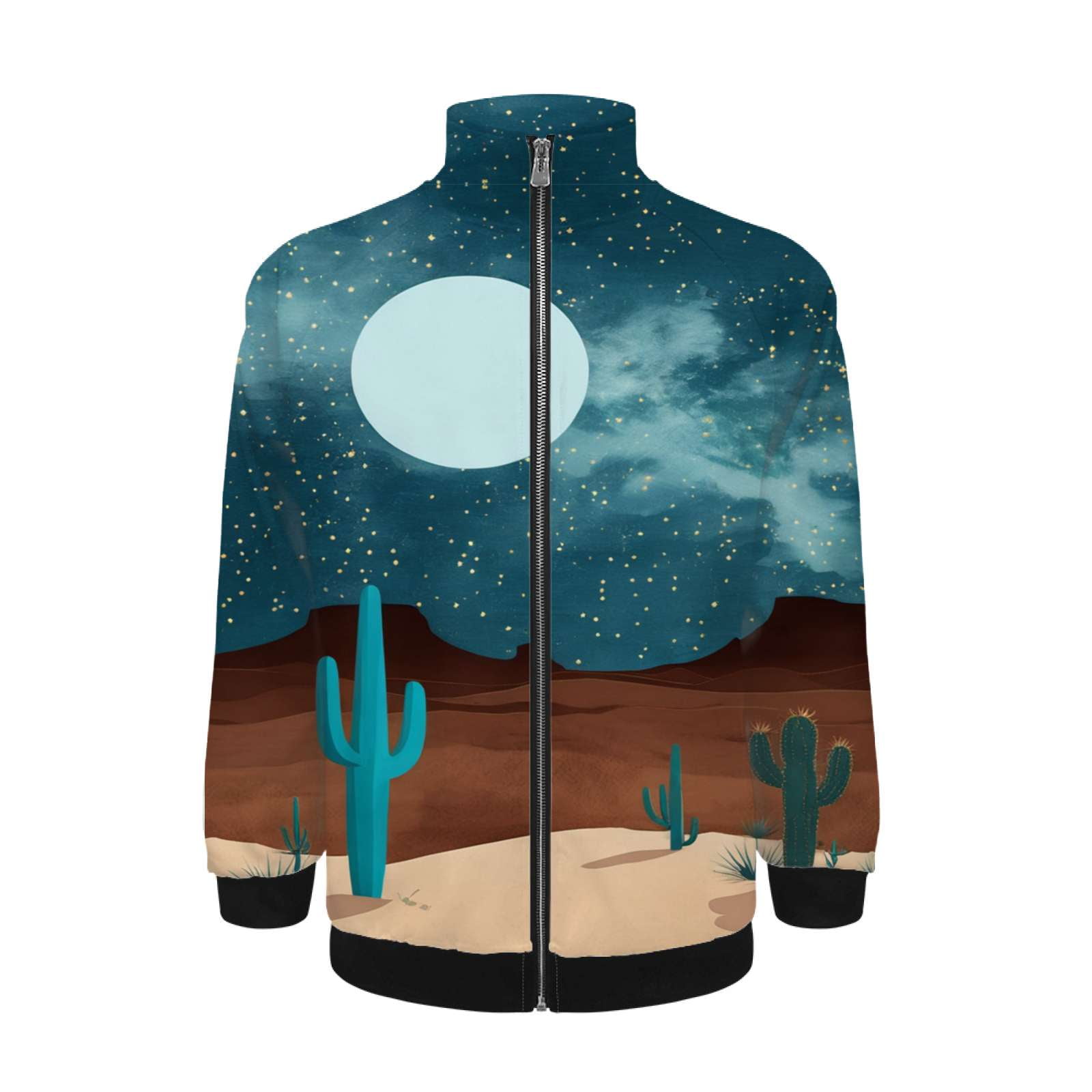Desert Night Sky Cactus Jacket Men's Street Cool Long Sleeves Coat ...