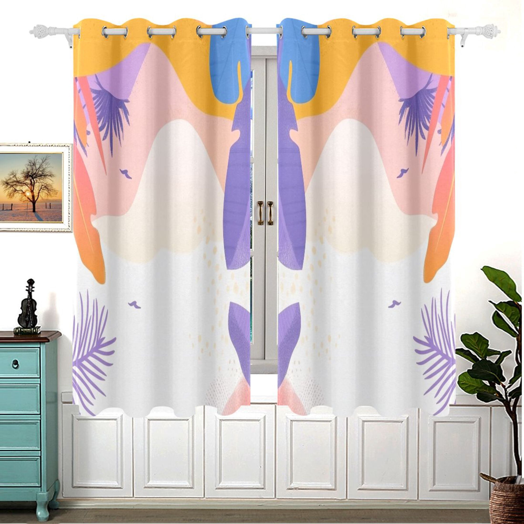 Desert Oasis 63x55in Window Curtain Panels 63x55in 2-Piece Heavy Duty ...