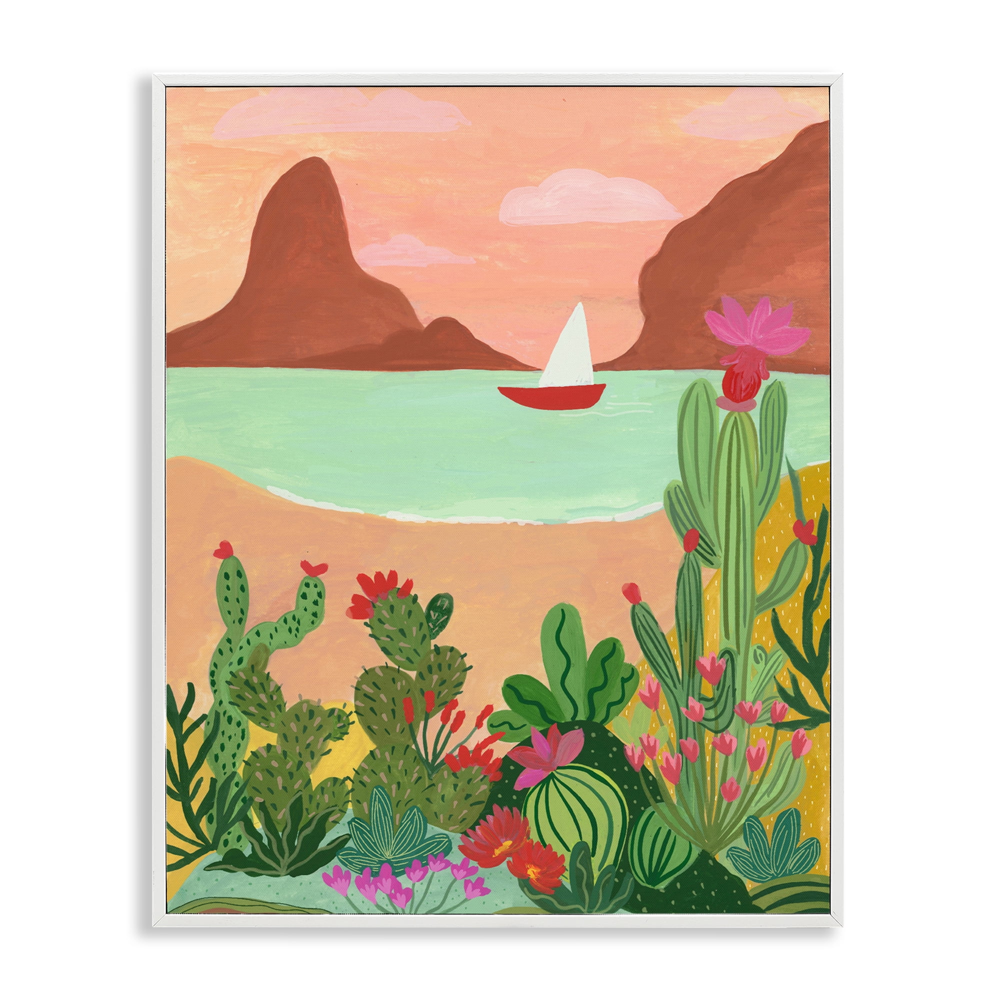 Desert Oasis Boat White Framed Giclee Art, design by Nabeela Rumi ...